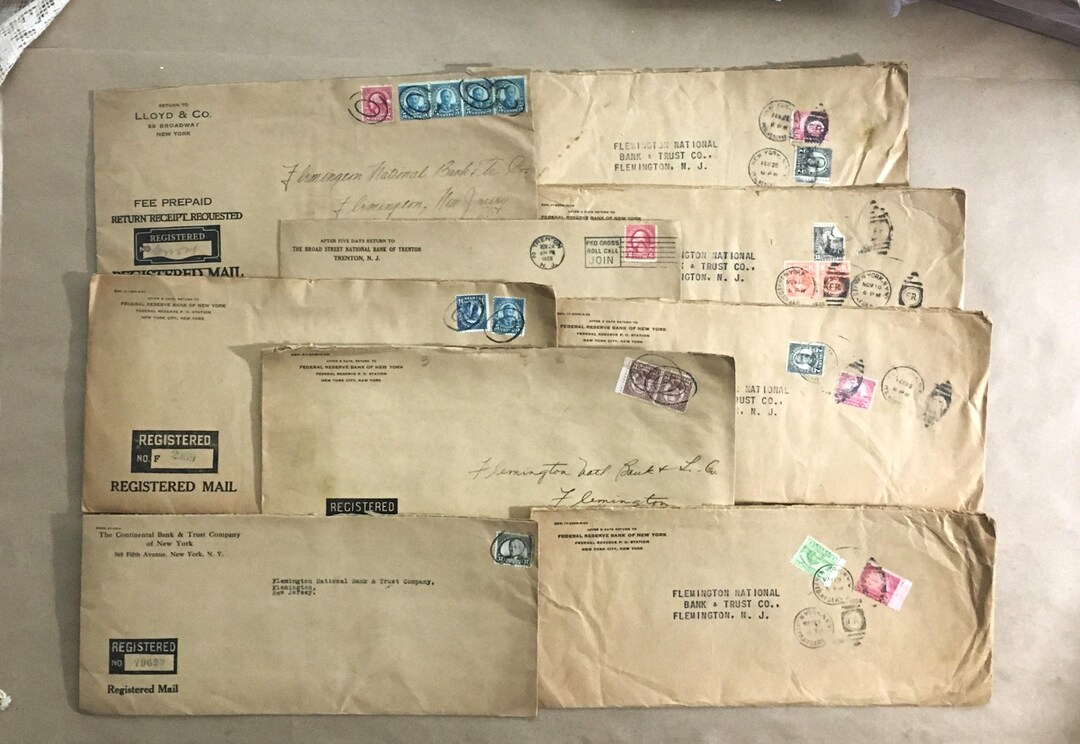 1920s-1930s Large Bank Envelopes Bundle, Vintage Registered Mail ...