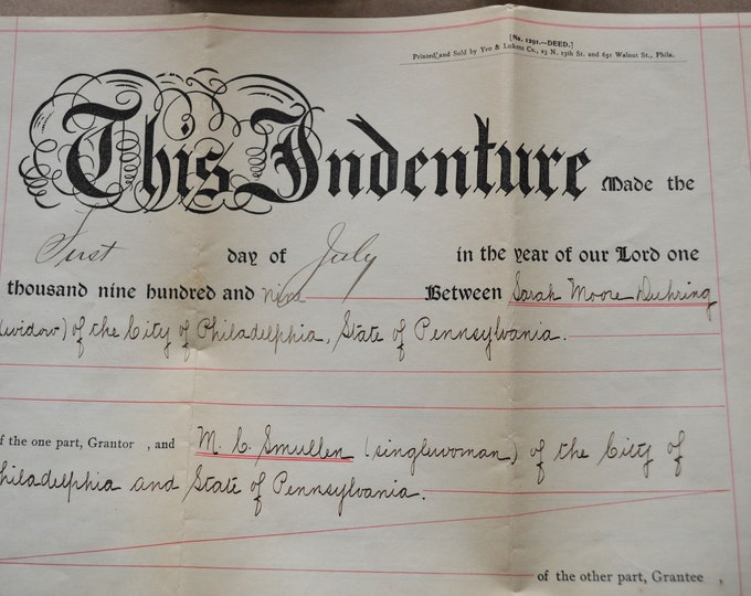 Antique Document 1909 Handwritten Deed Warranty Land Indenture Saratoga ... Antique Document 1909 Handwritten Deed Warranty Land Indenture Saratoga ...
