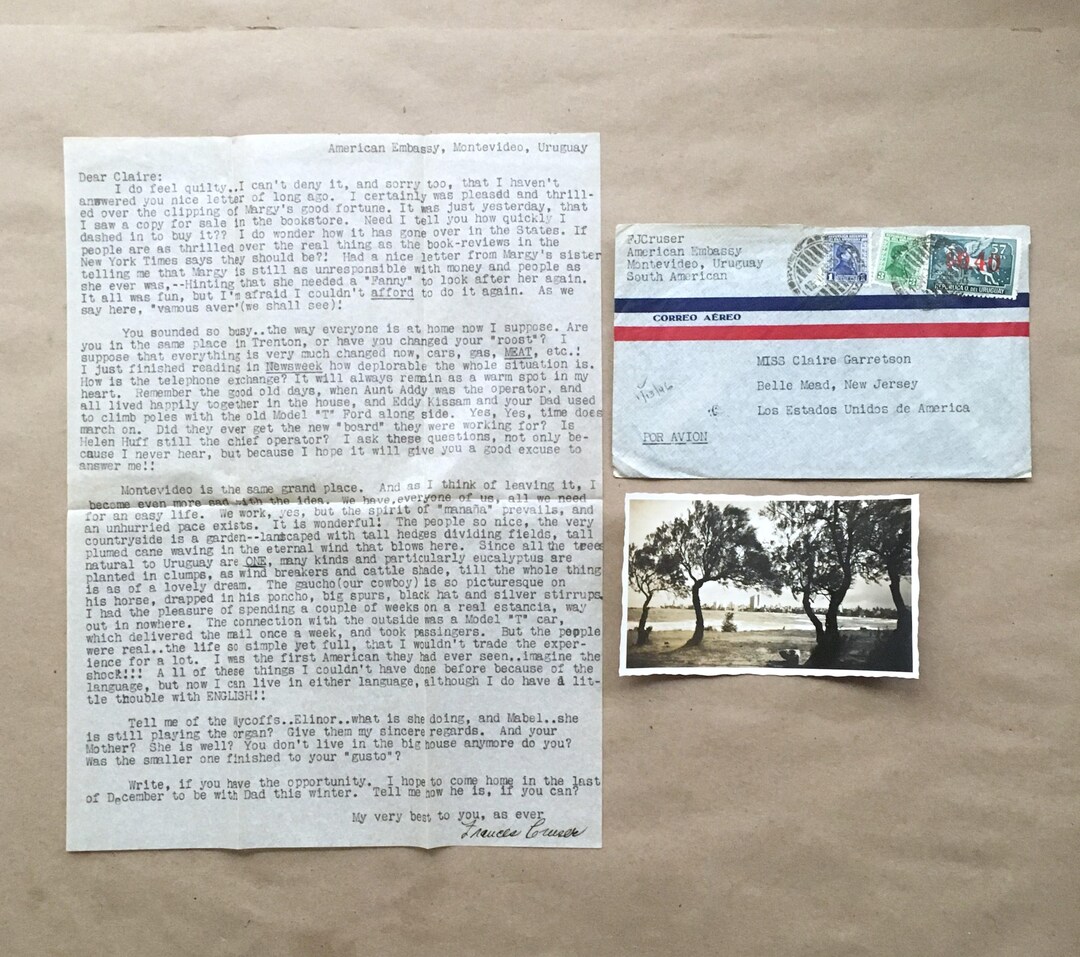 1945 Personal Letter American Embassy in Montevideo Uruguay to Belle ...