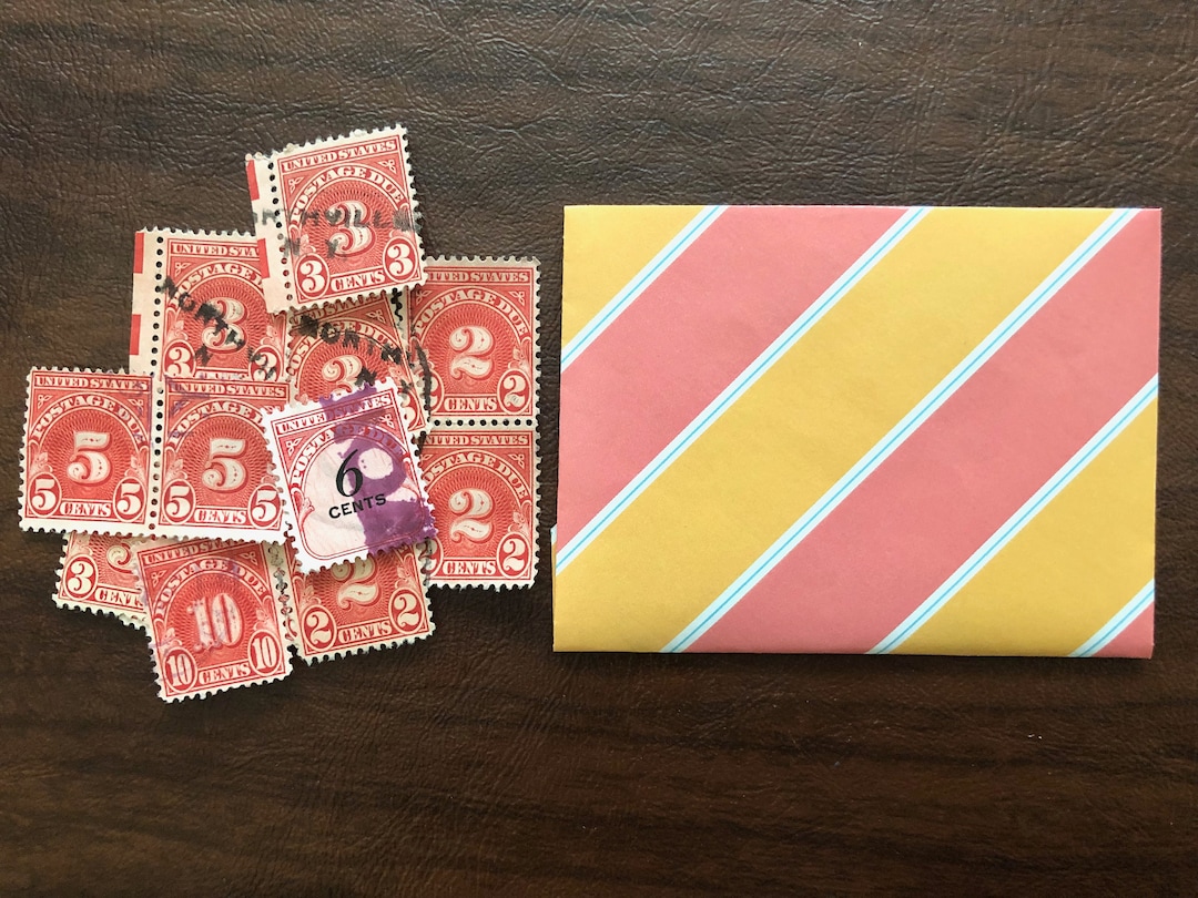 14 Vintage Postage Due Stamps, US Stamps, Handmade Envelope | Junk ...