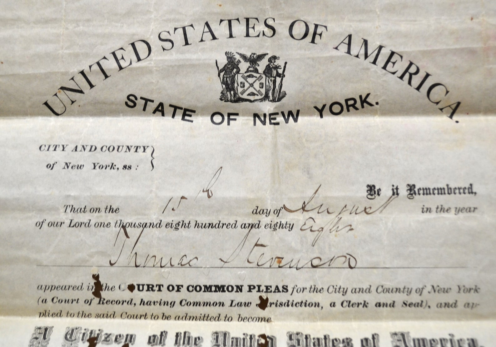 Authentic Victorian 1888 Certificate of Citizenship USA New - Etsy