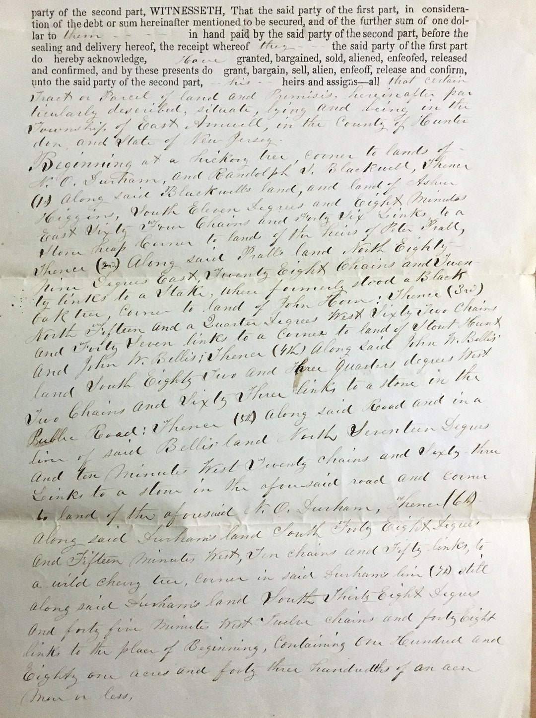 Antique 1856 Mortgage Indenture Legal Document, Hunterdon County, NJ ... Antique 1856 Mortgage Indenture Legal Document, Hunterdon County, NJ ...