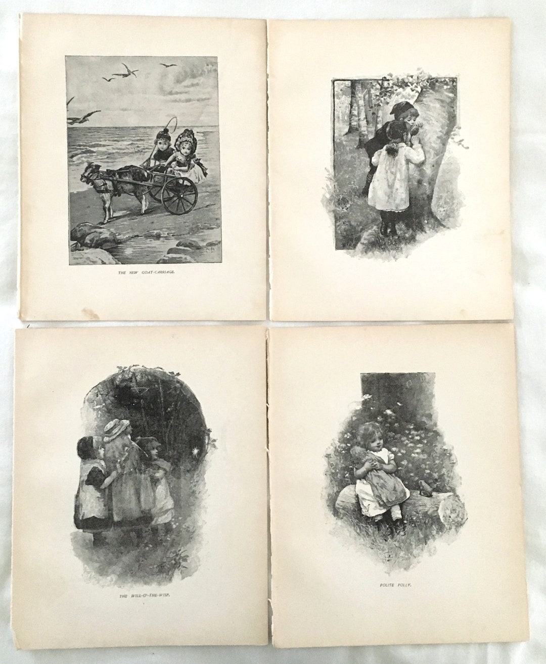Authentic Antique 1880s Victorian Happy Days Book Pages Neutral ...
