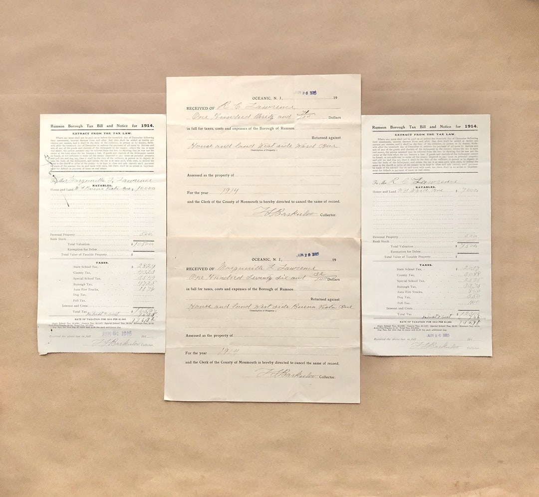 1915 Tax Documents 4 Early 1900s Tax Receipts Old Papers - Etsy