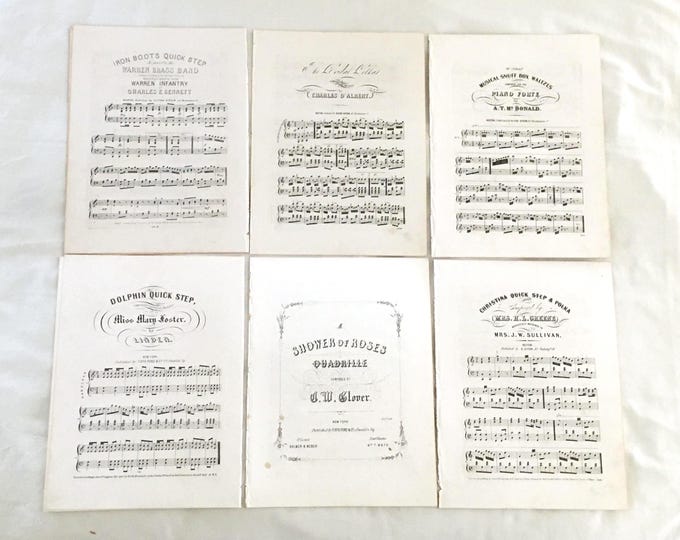 6 Victorian Sheet Music 1800s, Authentic Antique Paper, 19th Century ...