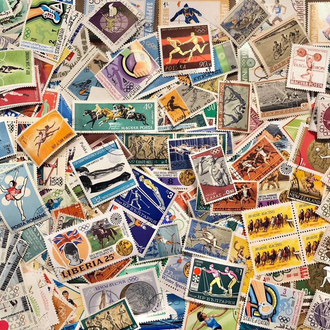 100 Vintage Sports & Olympics Stamps, Worldwide Stamps, Big Stamp Lot ...