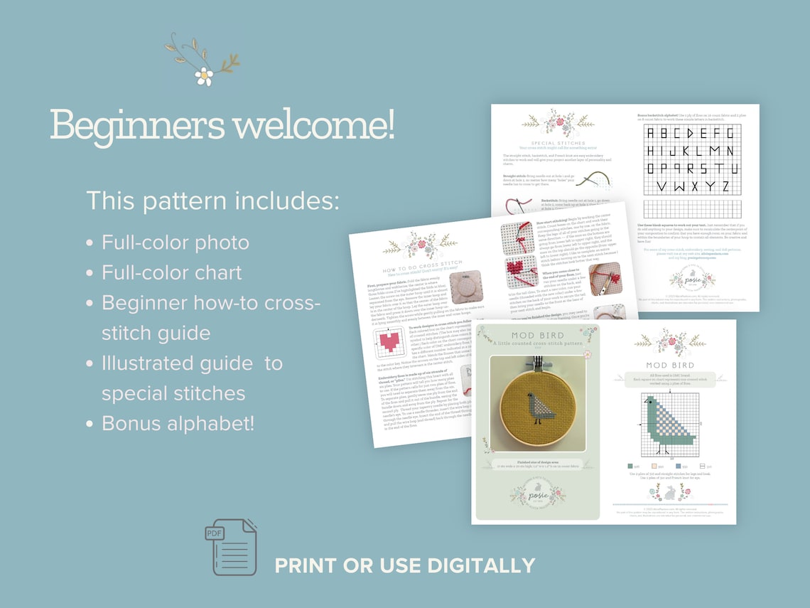 Cross Stitch PDF Pattern for Beginners, Cat Mom Gift, Easy Embroidery ...