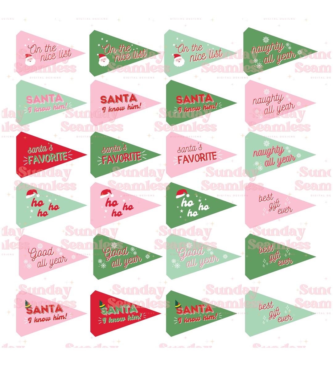 Christmas Pennant Flag Printables // Holiday Christmas Flags // Elf ...