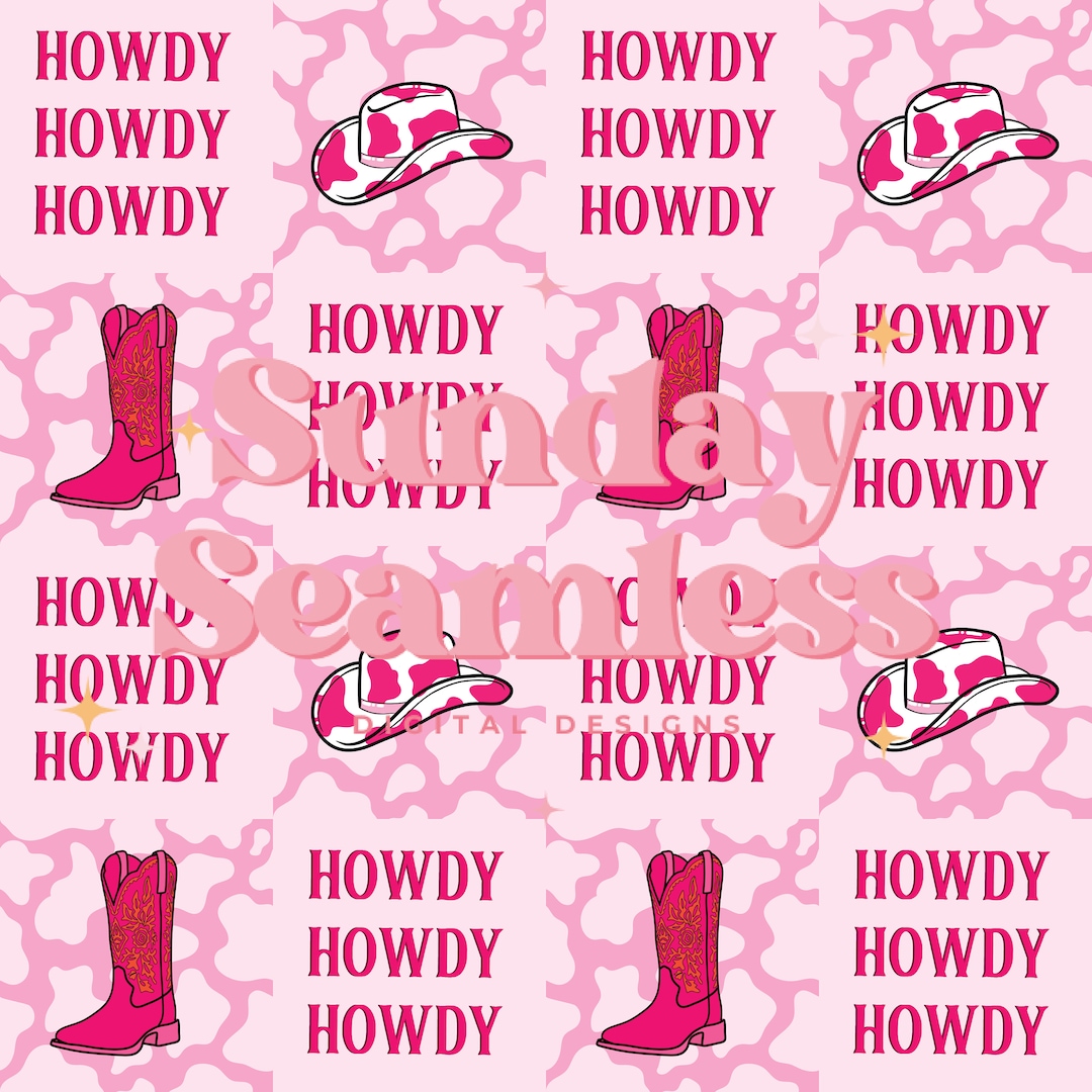 Pink Western Seamless, Pink Howdy Seamless Repeat Pattern for Fabric ...