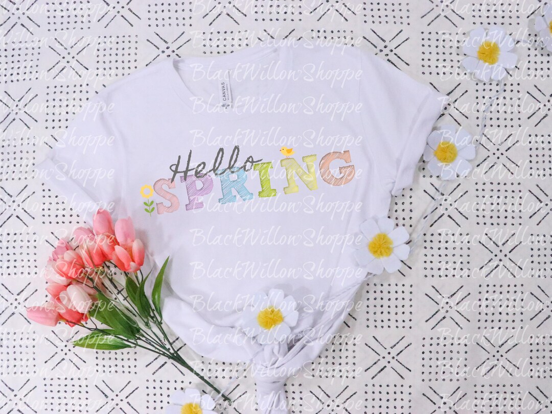 Hello Spring. Digital Download. PNG Only No Physical Print. Pastel ...