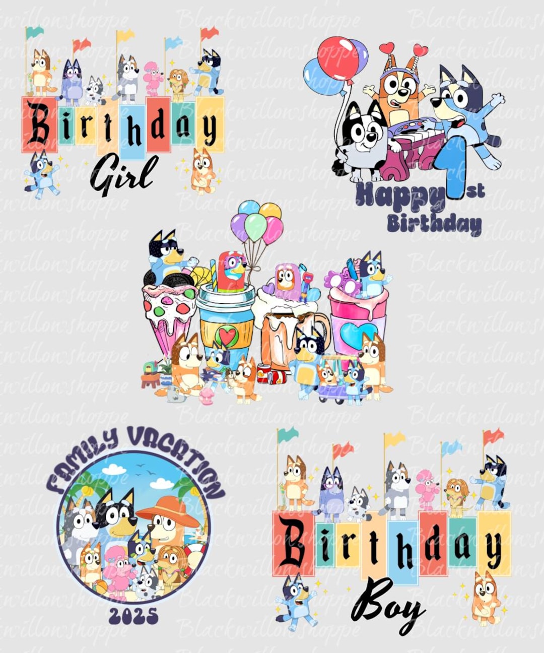 Bluey Birthday and Vacation Bundle. PNG Download. PNG Only No Physical ...
