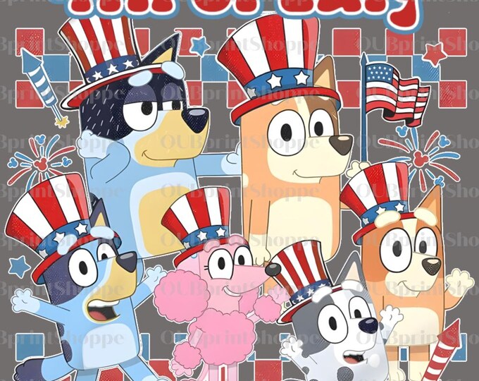 Fourth of July Bluey Family. PNG Download. PNG Only No Physical Print ...