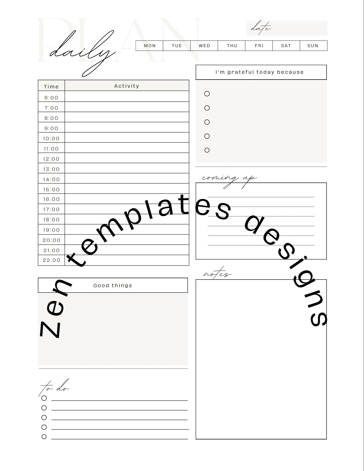 Minimalistic Daily Planner and Gratitude (digital) - Etsy