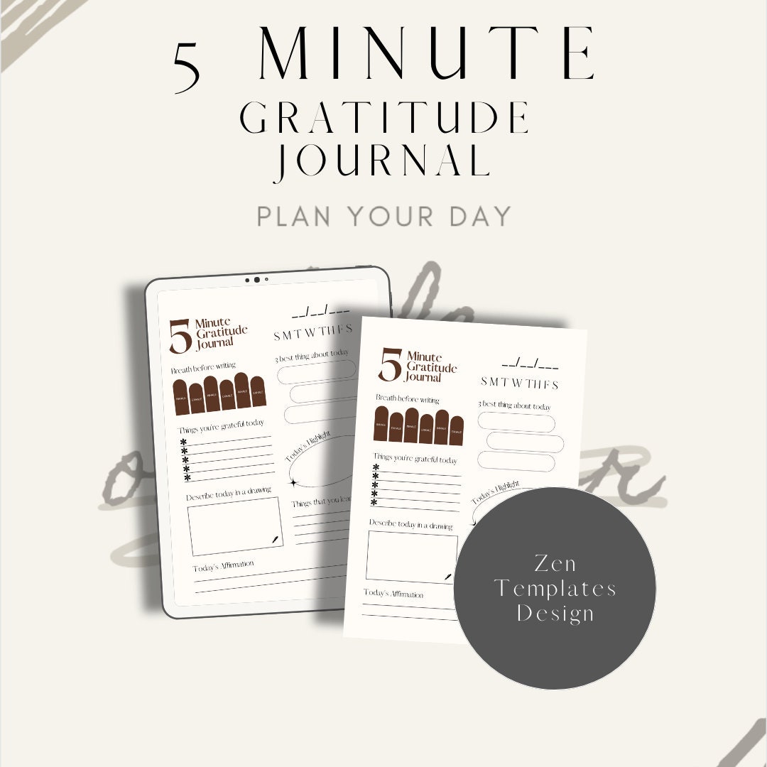 Five Minute Gratitude Journal (digital) - Etsy