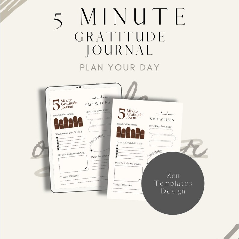 Five Minute Gratitude Journal (digital) - Etsy