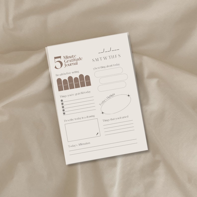 Five Minute Gratitude Journal (digital) - Etsy