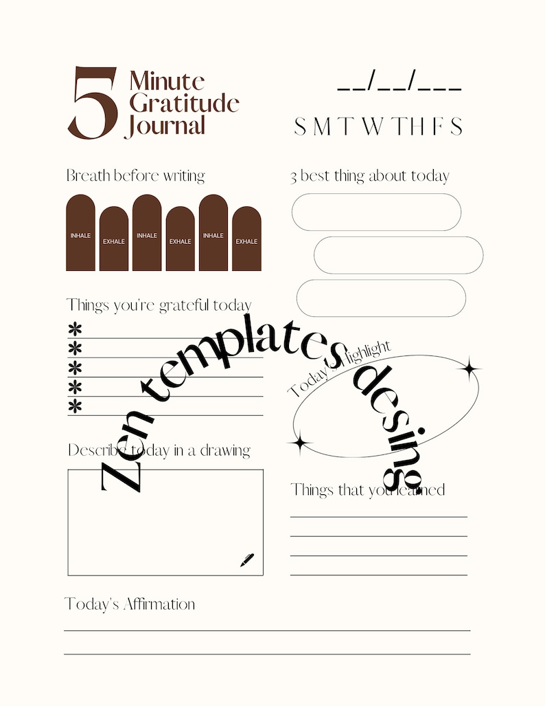 Five Minute Gratitude Journal (digital) - Etsy