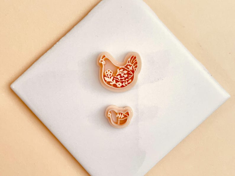 Chicken & Chick #1 (floral Version) Polymer Clay Cutter - Etsy
