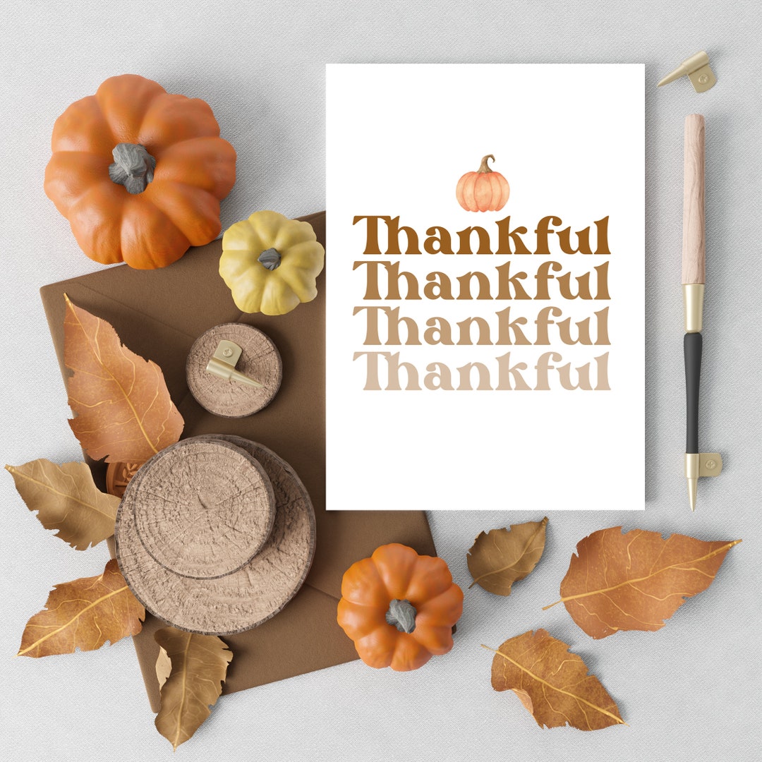 Printable Thankful for You Card | 5x7 Vertical Thanksgiving Card | Cute ...