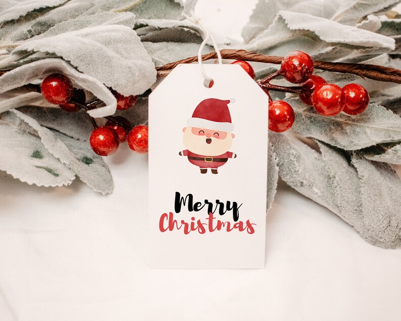 Printable Merry Christmas Santa Gift Tags | Christmas Printable Gift ...