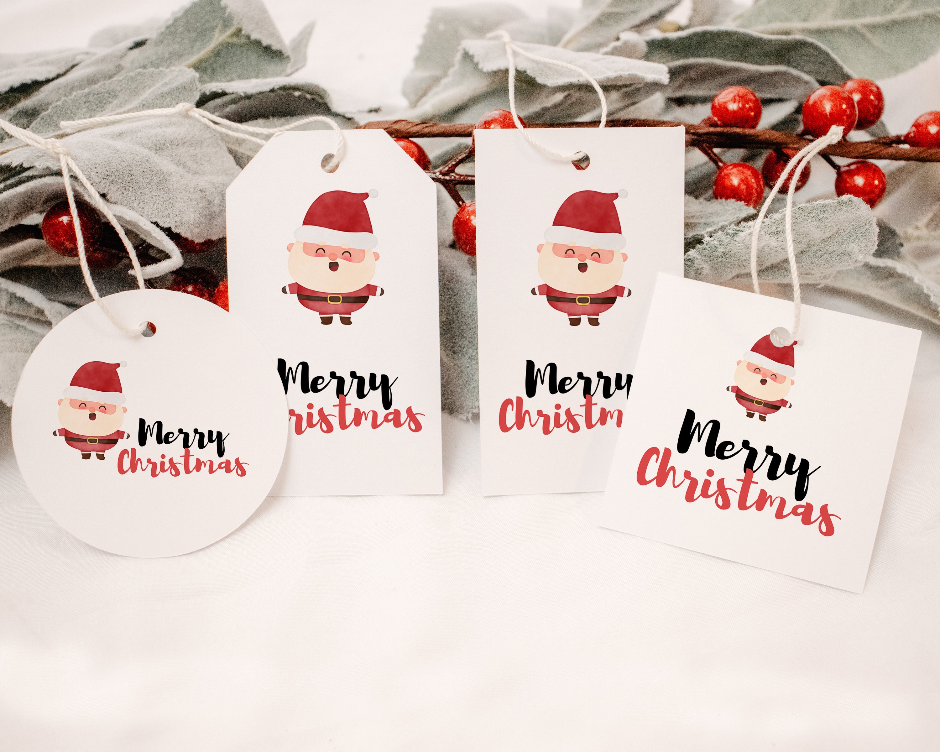 Printable Merry Christmas Santa Gift Tags | Christmas Printable Gift ...