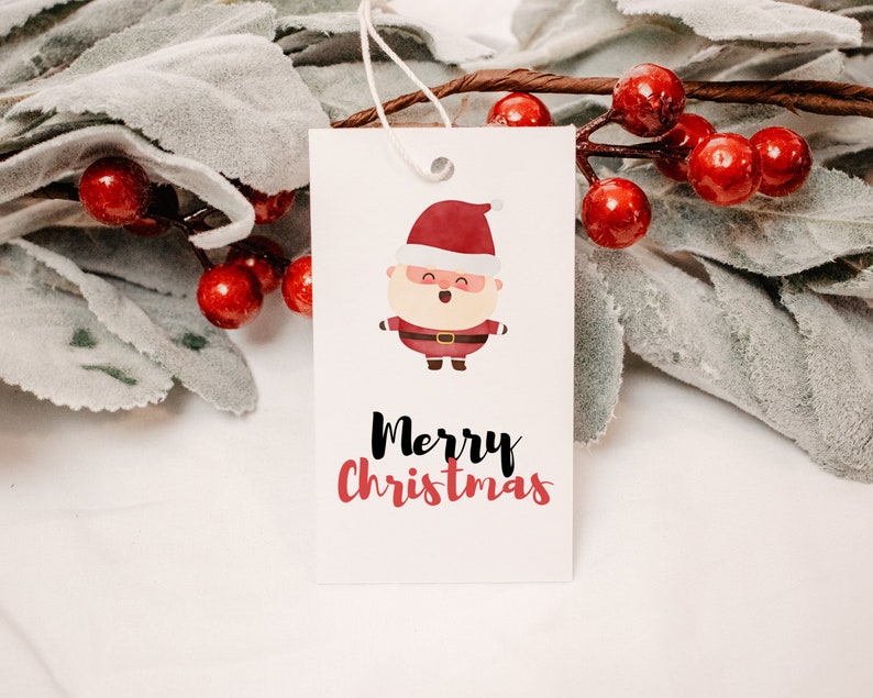 Printable Merry Christmas Santa Gift Tags | Christmas Printable Gift ...