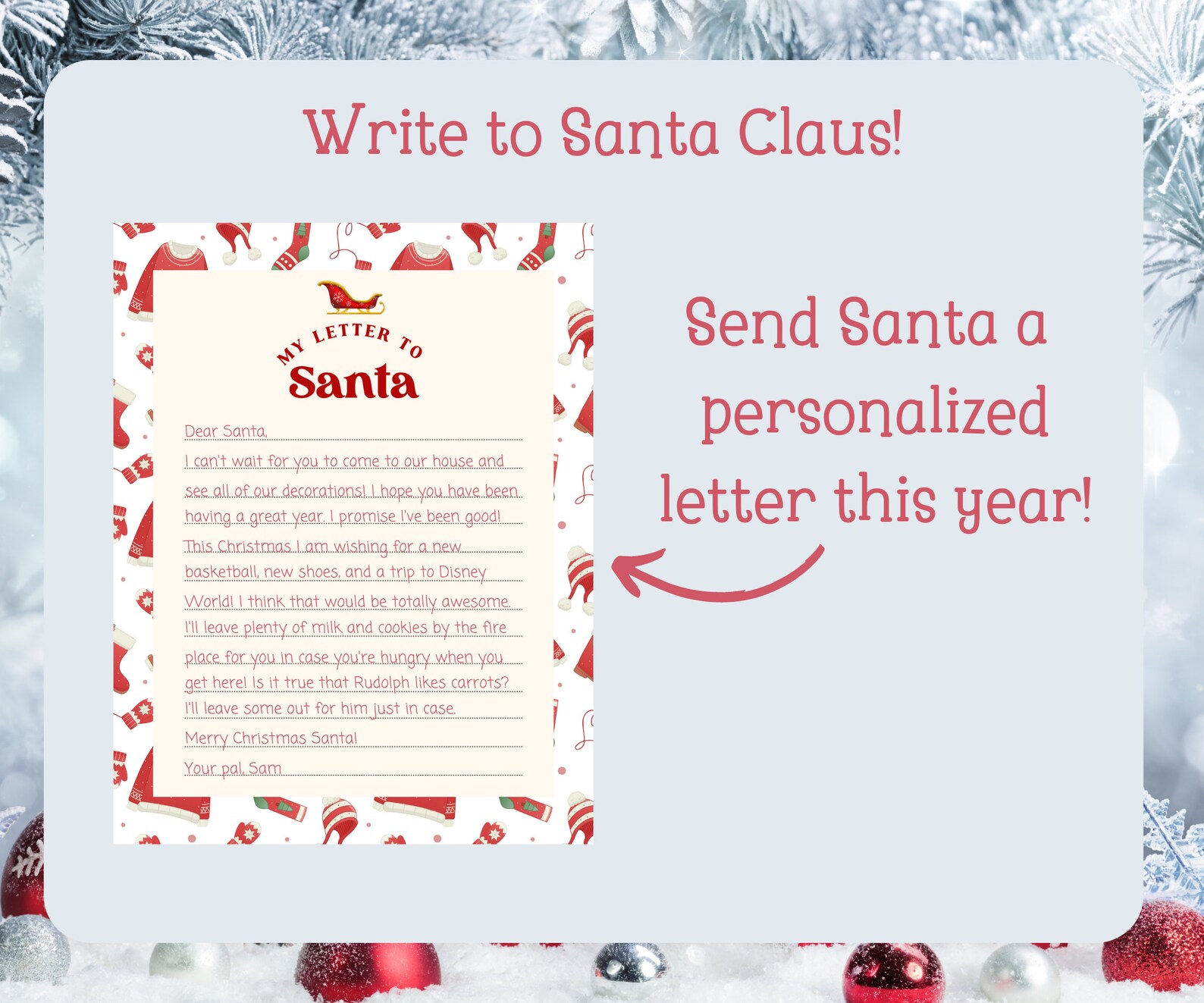 Letter to Santa Printable Christmas Printable 2023 Christmas Wish List ...