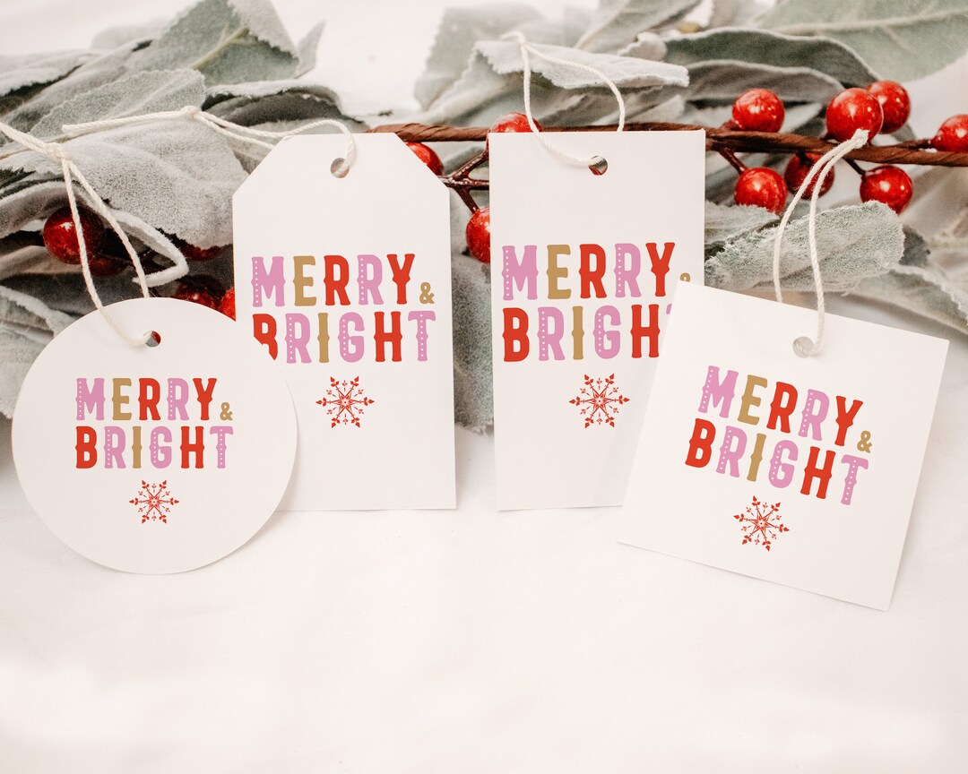 Printable Merry and Bright Gift Tag,downloadable Gift Tag, PDF and JPEG ...