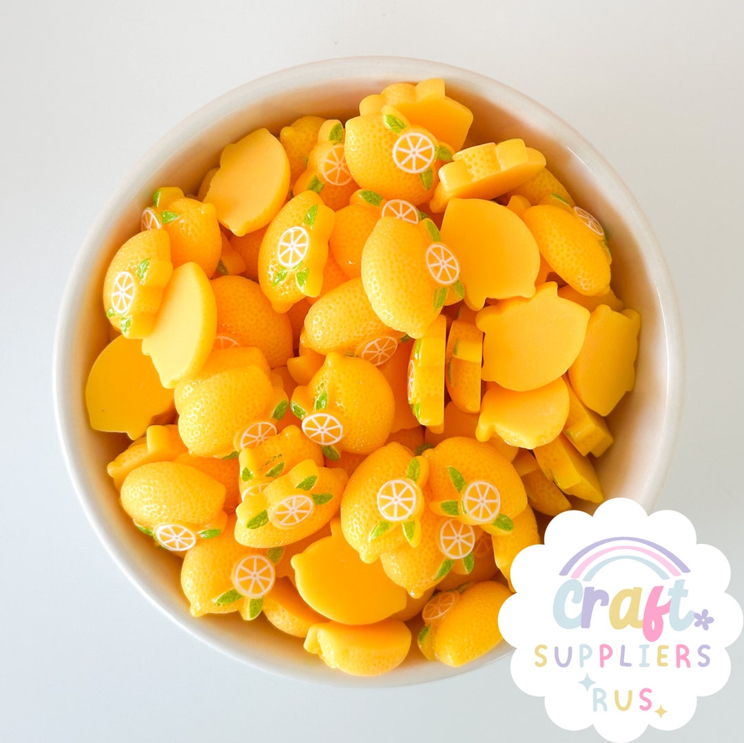 Lemon Cabochons Resin Flat Back Charms Fake Fruit Mix 1in Citrus Slices ...