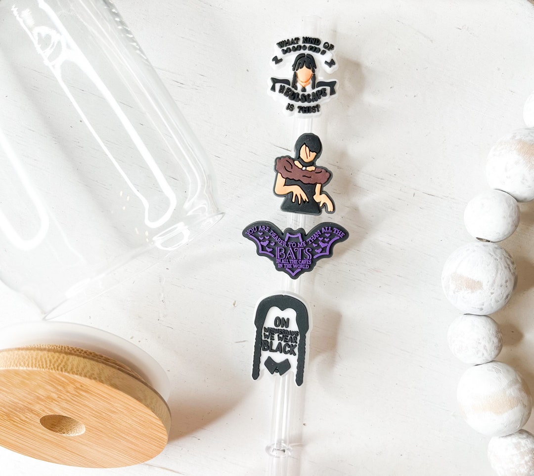 Wednesday Straw Topper Charm Wednesday Addams Straw Topper - Etsy