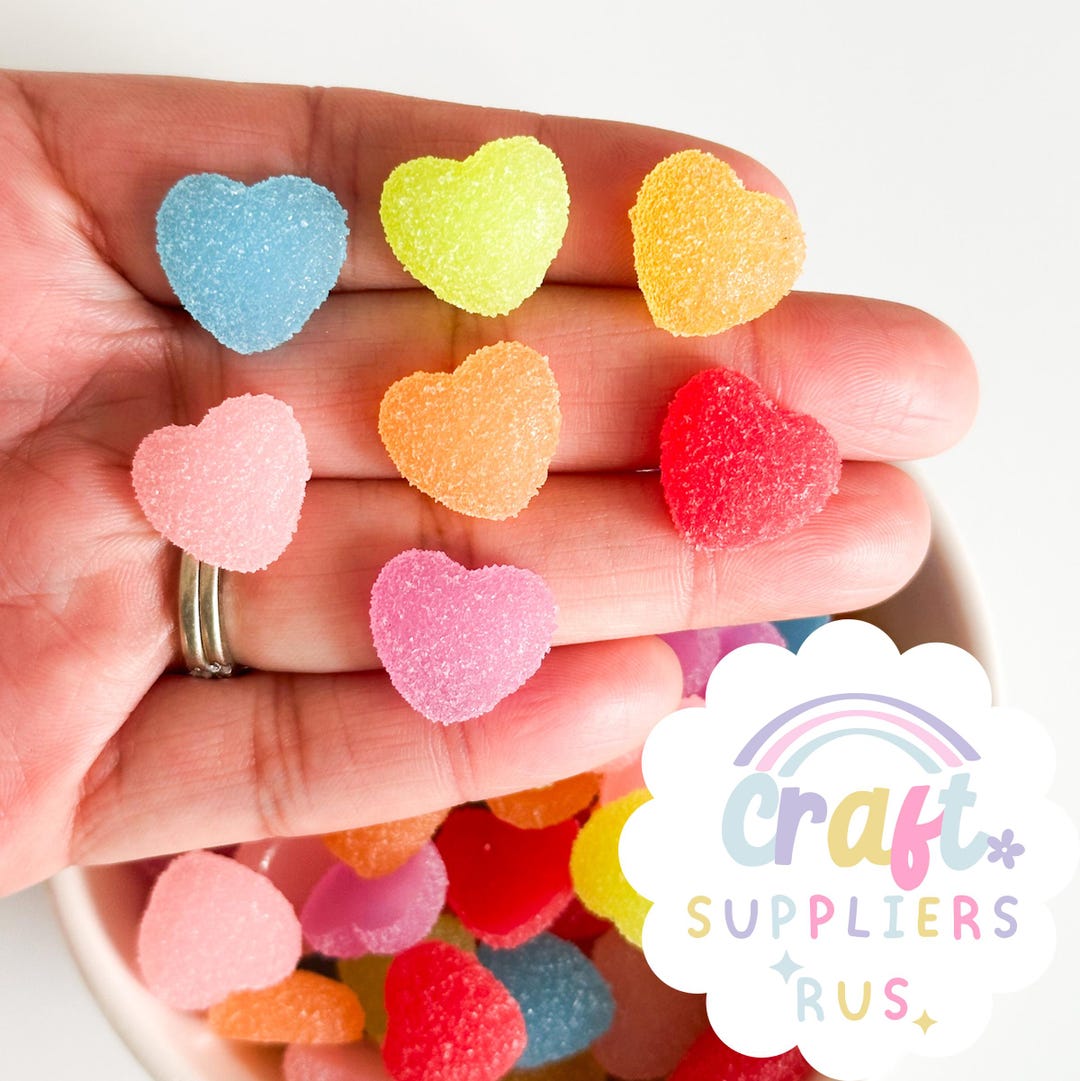 28pc Faux Resin Gumdrop Hearts , Fake Flat Back Valentine Gumdrops ...
