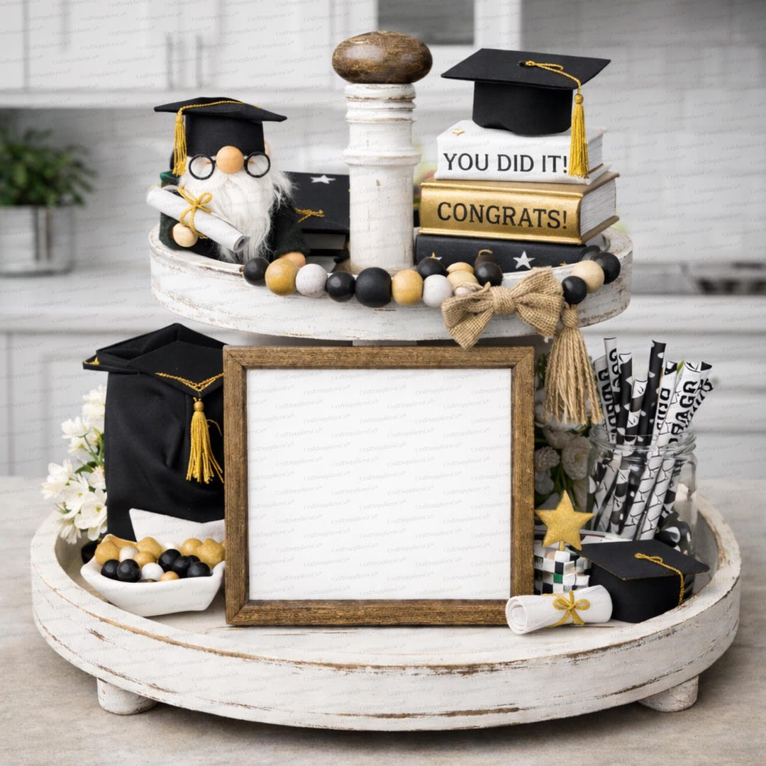 Farmhouse Graduation Tiered Tray Mockup | Blank Sign (digital Download ...