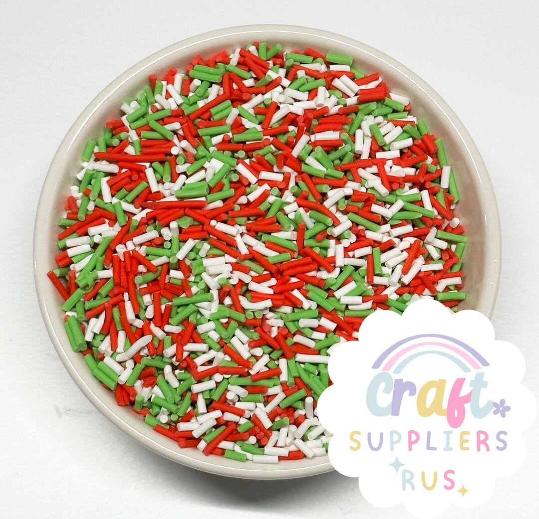 Festive Red, White, and Green Sprinkle Mix, Christmas Polymer Clay Fake ...