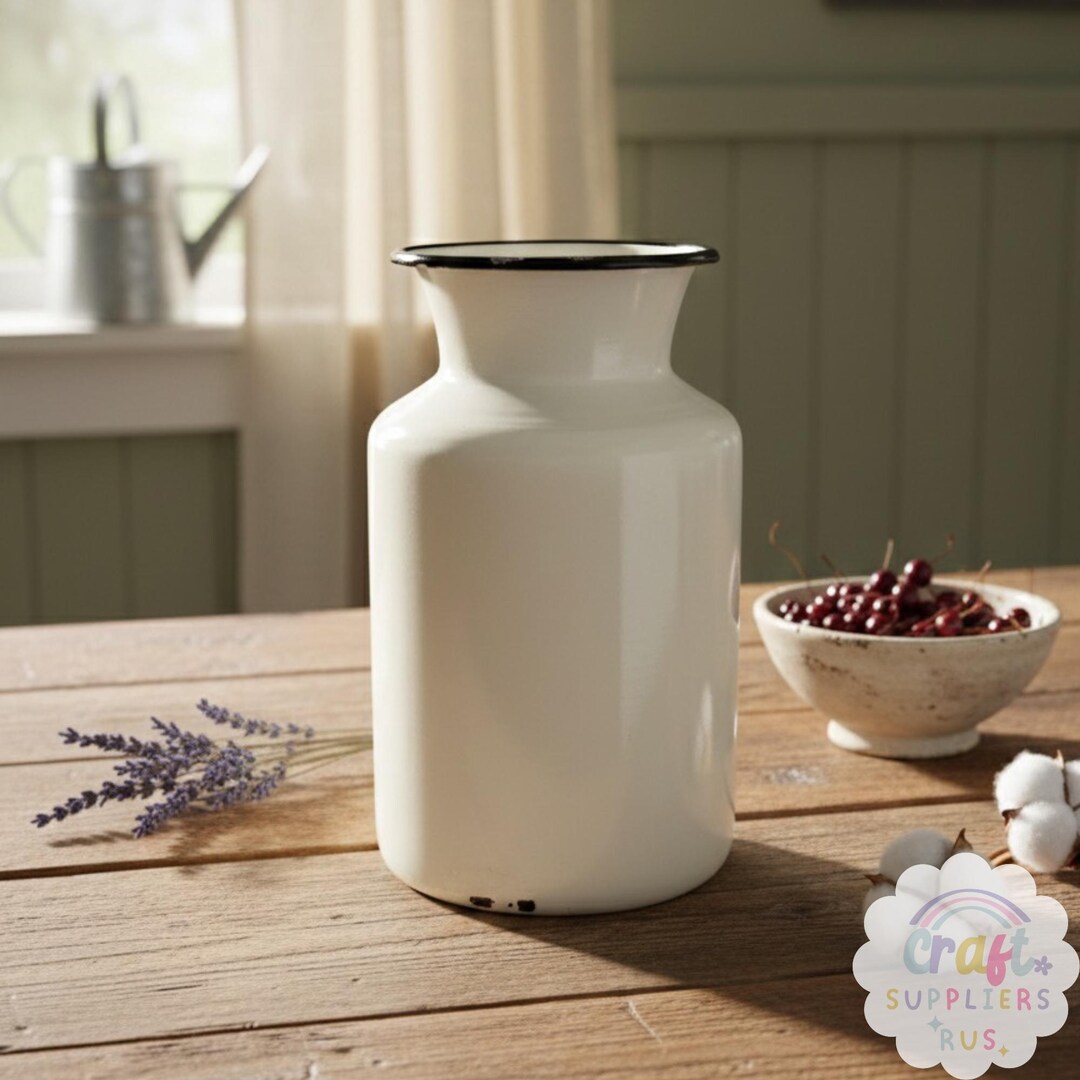 Distressed White Metal Vase • Rustic Farmhouse Vase Decor • 7.75 ...