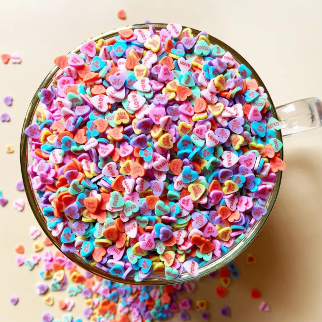Small Conversation Hearts Mix Polymer Clay Valentine Heart - Etsy