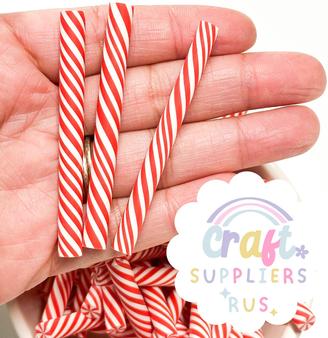 Handmade Polymer Clay Peppermint Sticks, Christmas Fake Bake Candy ...