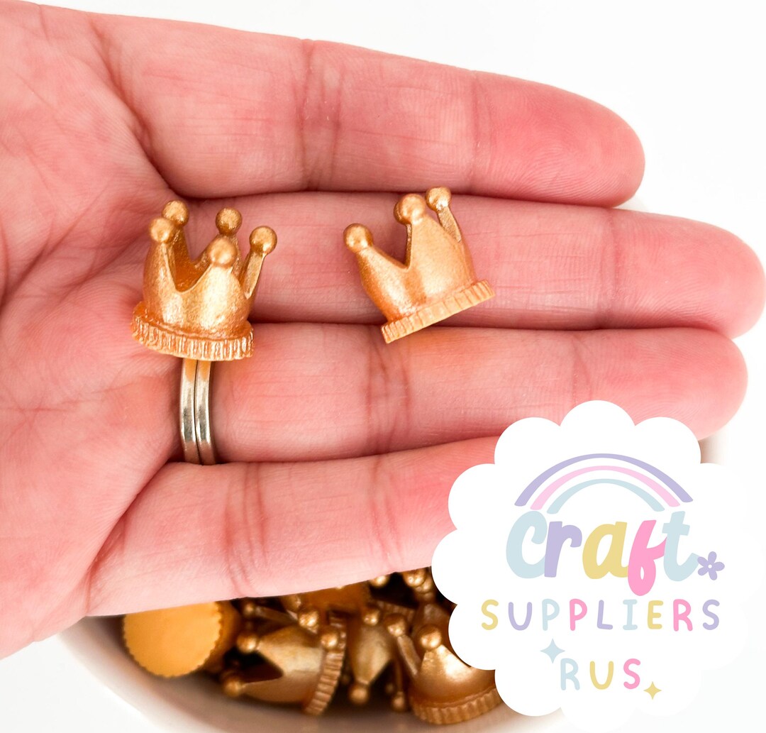 4PC 15MM Resin Gold Miniature Crown Charms, Mini Resin Gold Crowns ...
