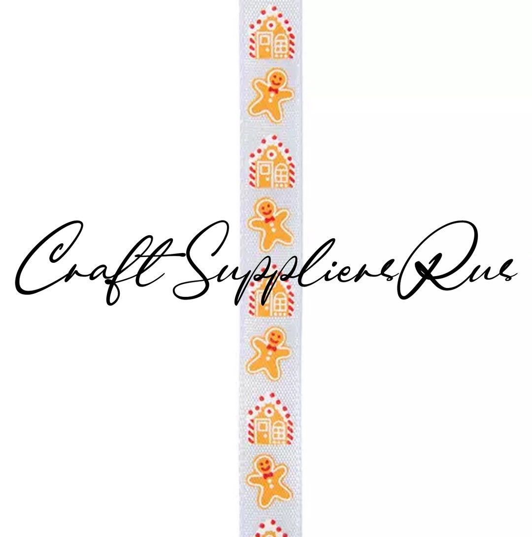 3/8 Inch Gingerbread Man and House Ribbon, Gingerbread Man Ribbon ...