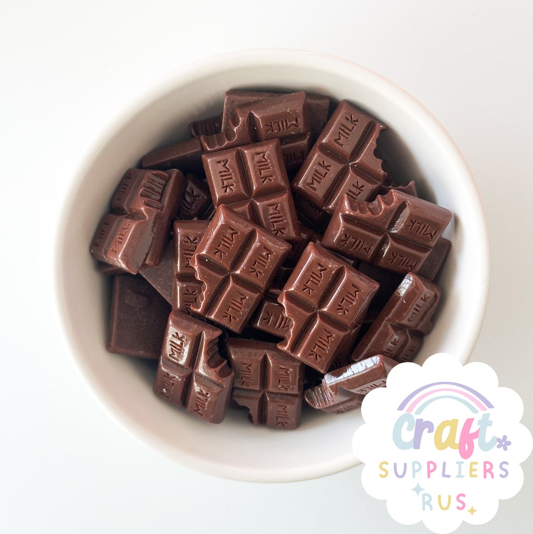 6 Chocolate Bitten Milk Chocolate Bar Cabochons, Fake Chocolate Bar ...