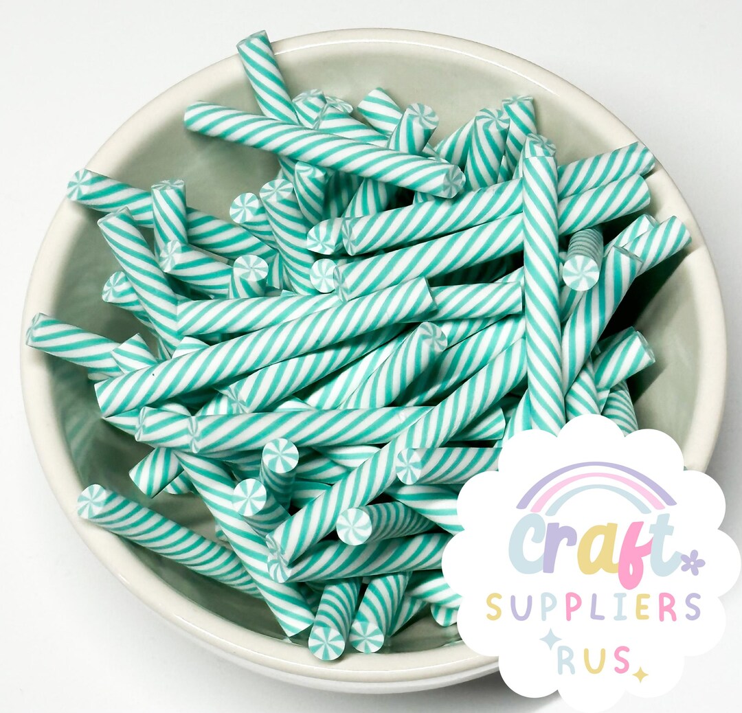 Mint White Polymer Clay Peppermint Sticks, Fake Bake Candy Decor (6pc ...