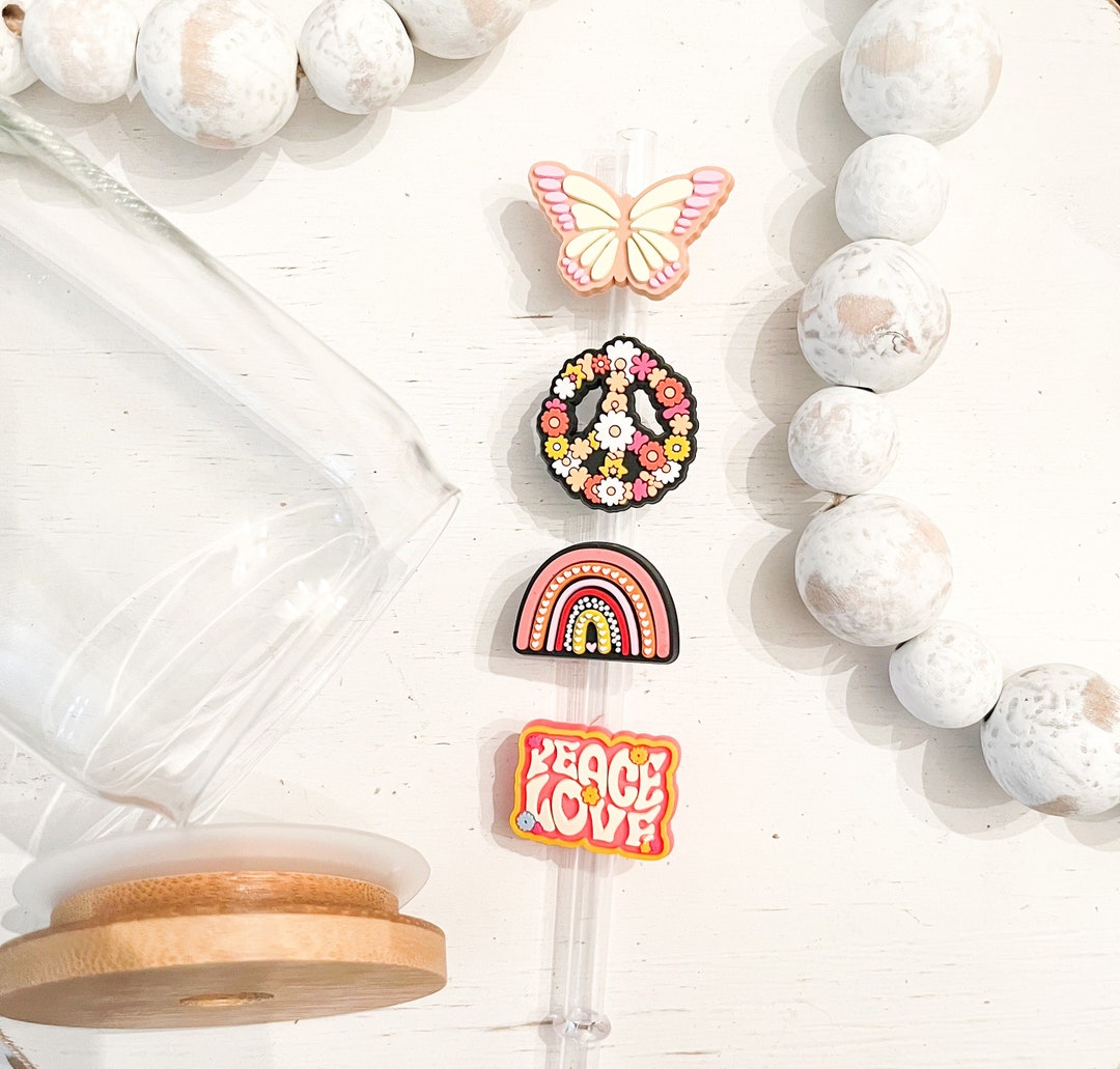 Boho Style Straw Topper Charm. Butterfly Straw Topper Charm, Peace Love ...