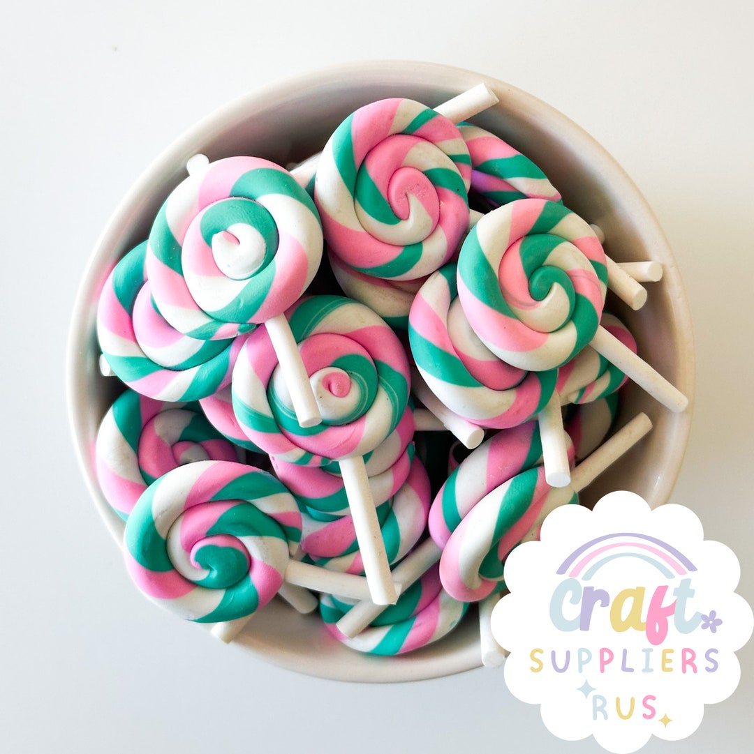3/6/9/12pc Faux Polymer Clay Lollipops, Fake Polymer Clay Lollipops ...