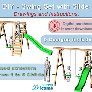 DIY: Plans and Tutorial for Making a Wooden Swing Set With Slide (9 ...