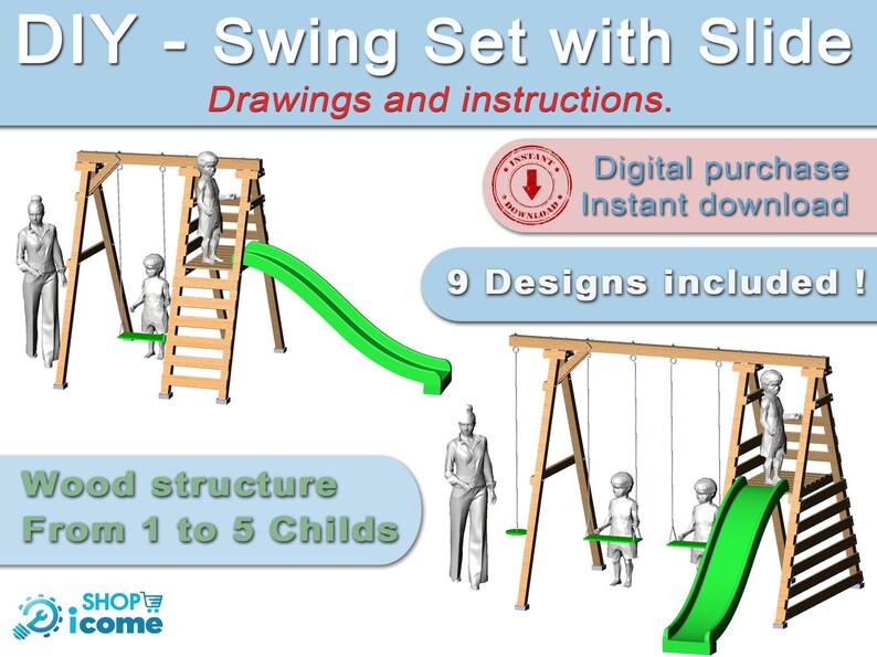 DIY: Plans and Tutorial for Making a Wooden Swing Frame With Slide 9 ...