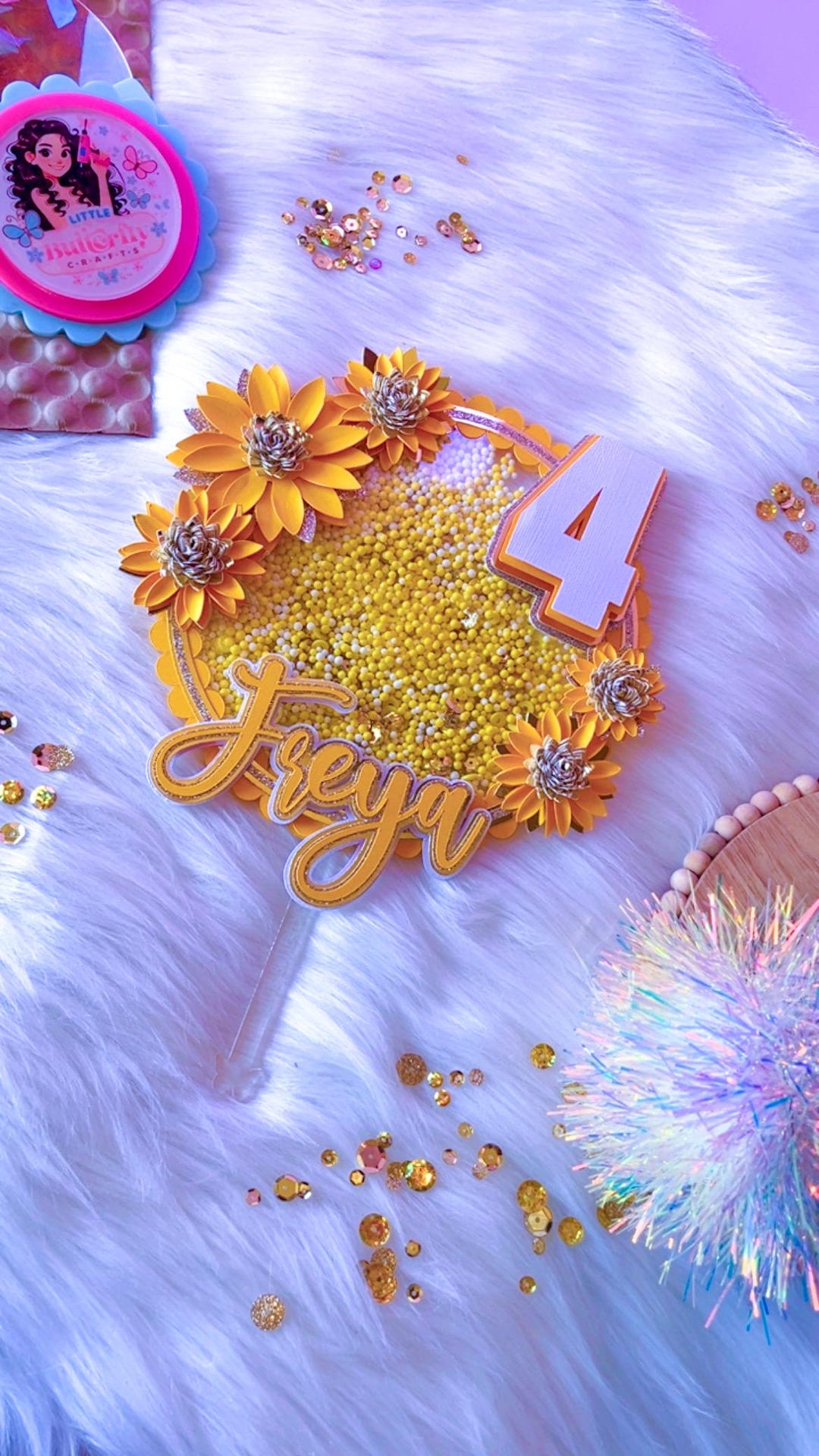 Sunflower Shaker Cake Topper Sunshine Birthday Topper Personalized Name ...