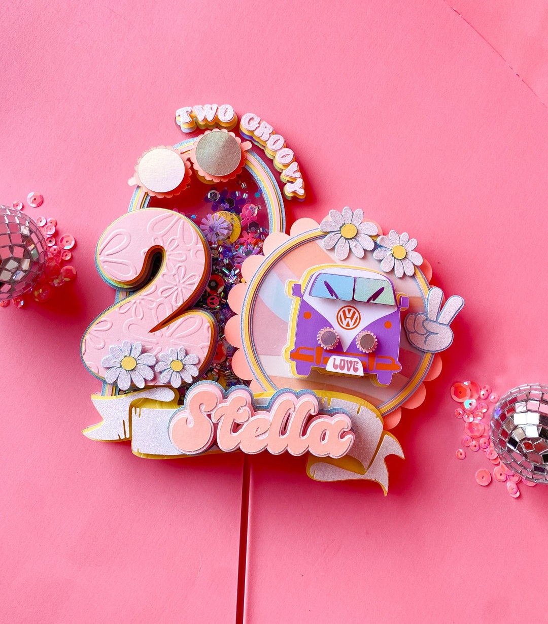 Two Groovy Cake Topper,groovy Cake Topper,retro Birthday Party,groovy ...