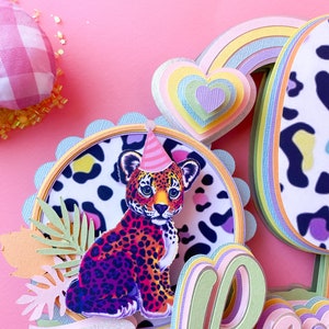 Rainbow Cheetah Print Cake Topper, Rainbow Cheetah Pastel Colors,animal ...
