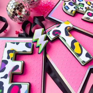 Cheetah Print Name Banner,rainbow Cheetha Print Banner,birthday Banner ...