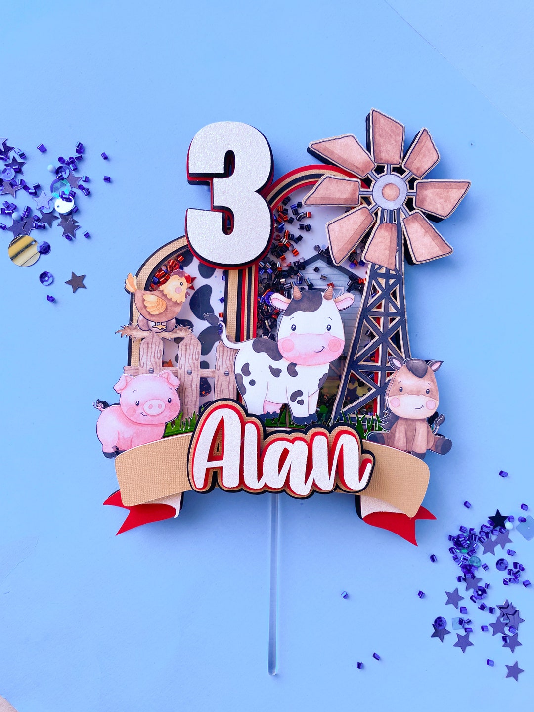 Farm Animals Cake Topper Barn Cake Topper Farm Birthday Decor Farm Cake ...