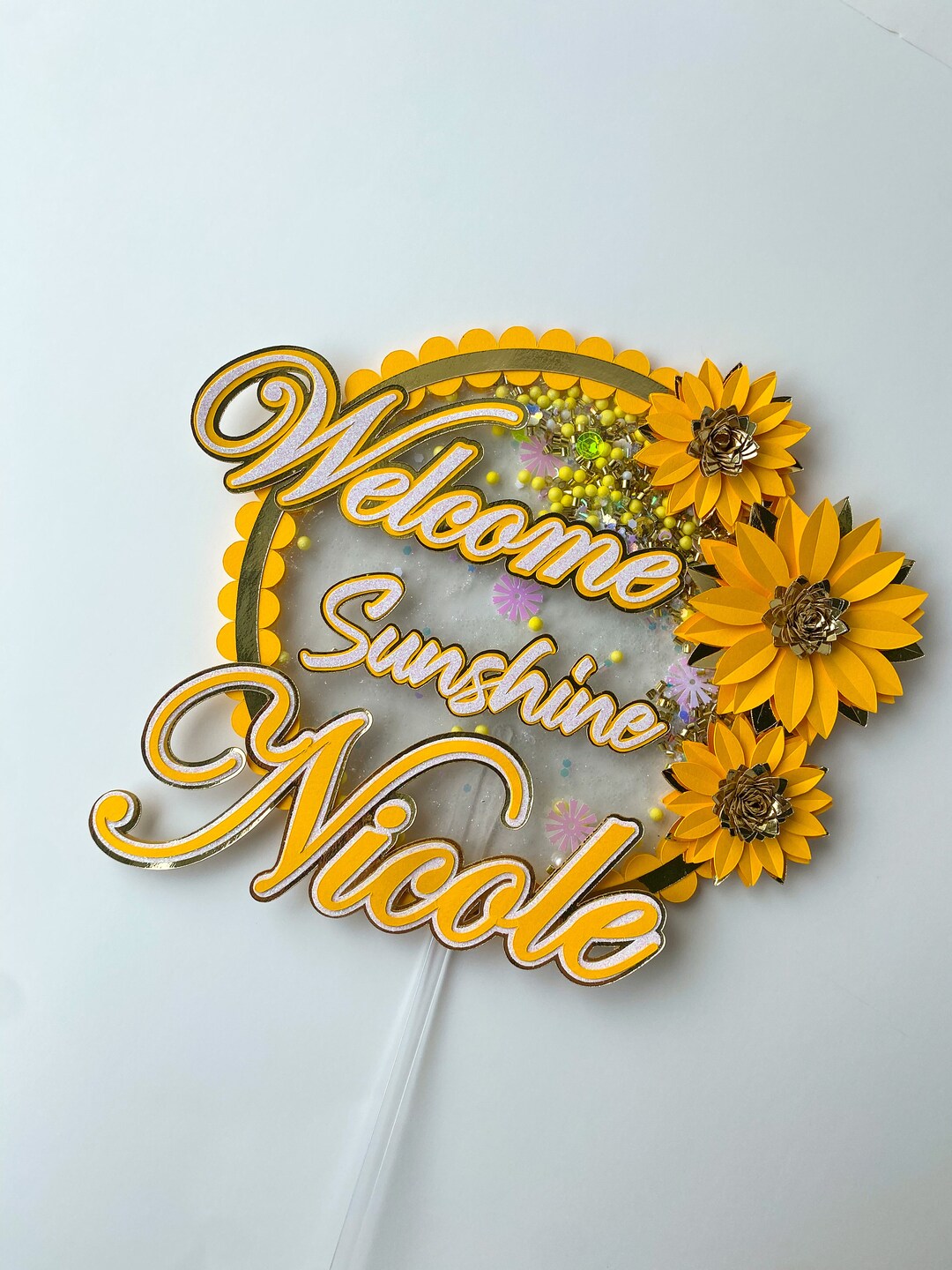 Sunflower Baby Shower Cake Topper: Glitter Party Decor - Etsy